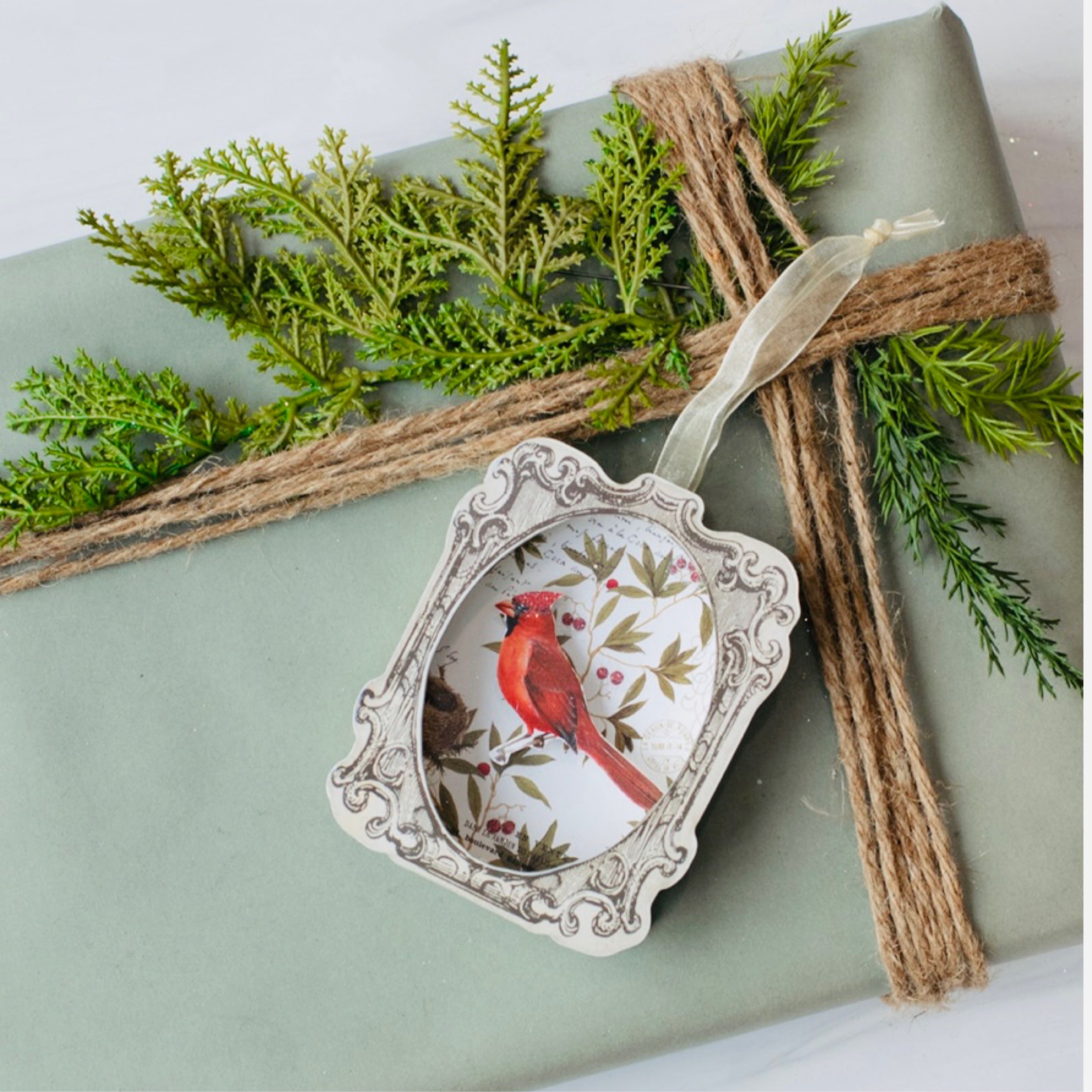 Victorian Cardinal Frame Ornament | Barn Out Back LLC